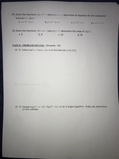 solved 19 given the functions xand g determine an