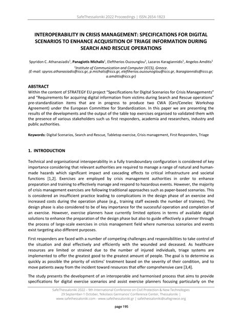 Pdf Interoperability In Crisis Management Specifications For Digital Scenarios To Enhance