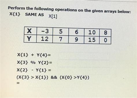 Solved Perform The Following Operations On The Given Arrays