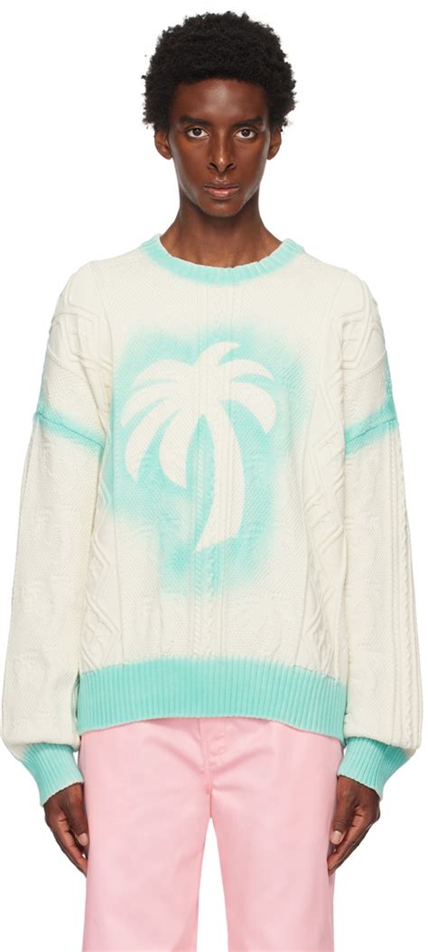Palm Angels Off White Sprayed Palm Sweater Palm Angels