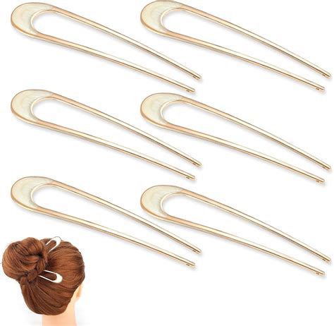 6 Pieces U Shaped Hair Pins French Hair Pins Metal Hair Fork Vintage