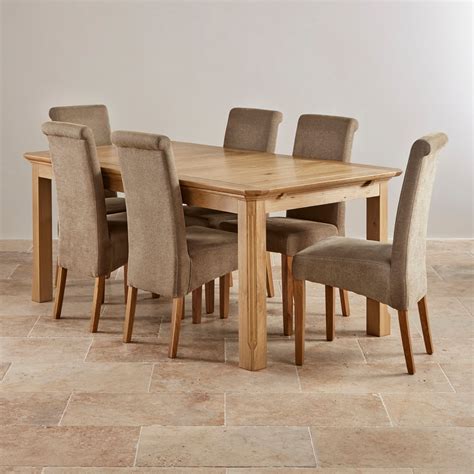 Edinburgh Natural Solid Oak Dining Set 6ft Extending Table With 6