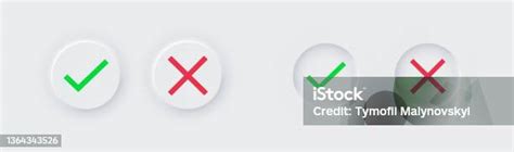 Check Mark Vector Icons Accept Aprove And Reject Icons Neumorphic Soft Effect White Circle