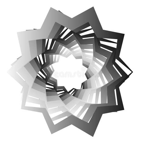 Circular Cyclic Spiral Vortex Element Grayscale Rotating Shape Abstract Illustration Of A