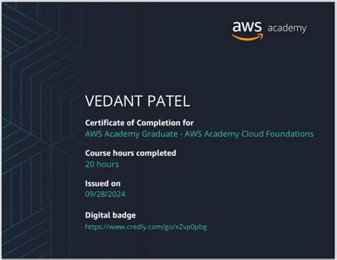 Vedant Patel On Linkedin Im Excited To Share That Ive Successfully Completed The Aws Cloud