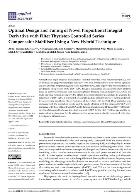 Pdf Optimal Design And Tuning Of Novel Proportional Integral Derivative With Filter Thyristor