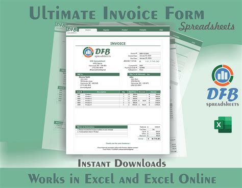 customizable invoice template automated calculations and printing
