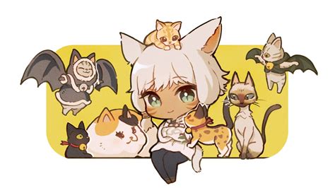 Yshtola Rhul Fat Cat Coeurl Kitten Gaelicat And Black Coeurl