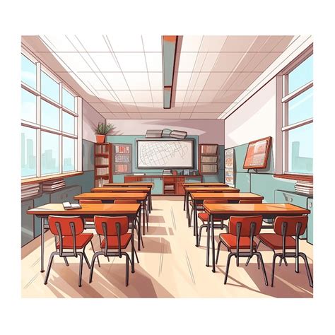 Premium Photo Colored Classroom Vector Line Art Illustration