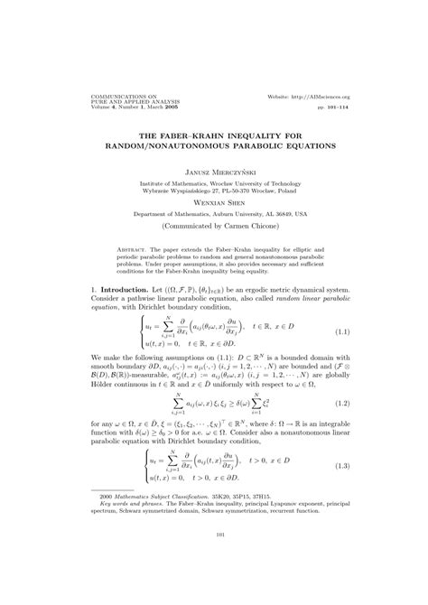 Pdf The Faber Krahn Inequality For Randomnonautonomous Parabolic