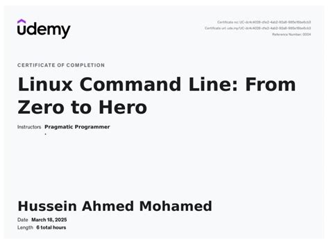 Linux Commandline Udemy Professionaldevelopment Techskills Hussein Ahmed