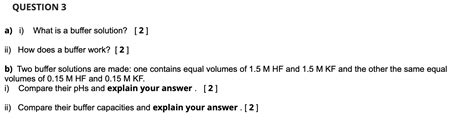Solved QUESTION A I What Is A Buffer Solution Ii Chegg