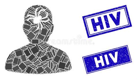 Mental Bug Mosaic And Scratched Rectangle Stamps Stock Illustration