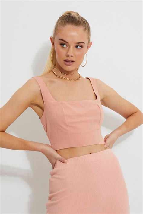 Womens Orange Designer Structured Crop Top Ally Fashion