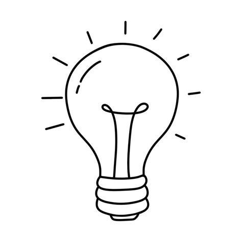 Light Bulb Outline Icon Doodle Vector Illustration Lighting Electric Lamp Electricity Shine