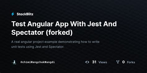 Test Angular App With Jest And Spectator Forked Stackblitz