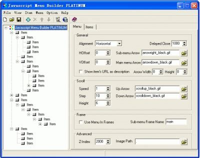Picture Javascript Menu Builder PLATINUM