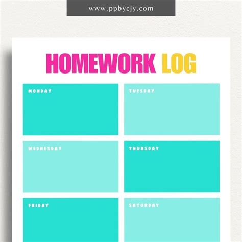 Homework Assignment Log Printable Template Track Tasks And Deadlines