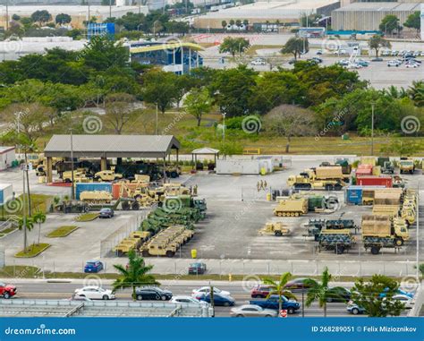 Aerial Photo Military Vehicle Compound Editorial Photo Image Of