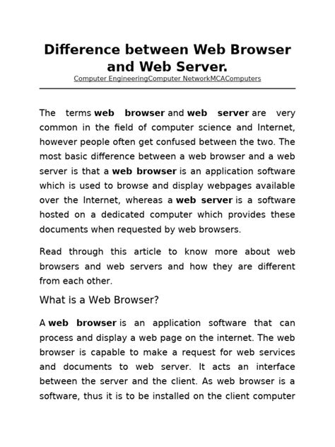 Web Browser Vs Web Server Explained Pdf World Wide Web Internet And Web