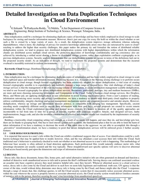 Pdf Detailed Investigation On Data Duplication Techniques In Cloud
