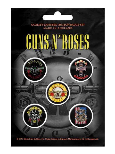 Guns N Roses Bullet Logo Button Badge Pack Wicked Things
