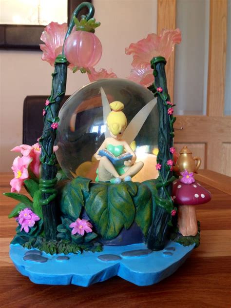 Tinkerbell Reading It Lights Up Message Me Disney Snowglobes Tinkerbell Snowglobes