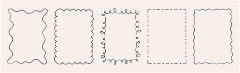 Set Of Decorative Hand Drawn Doodle Rectangle Frames Simple And Elegant Outlines Featuring Wavy