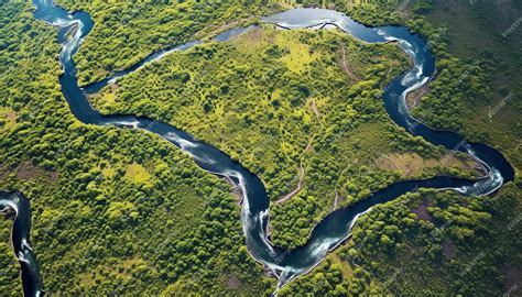 Premium Photo Aerial Shot Of A Winding River In A Lush Landscape