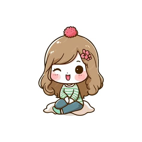 Hand Drawn Cute Girl Cartoon Illustration Premium Ai Generated Vector