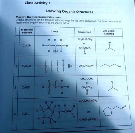 Class Activity Drawing Organic Structures Model 1 Drawing Organic