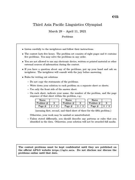 Aplo 2021 Prob En Pdf Tone Linguistics Vowel