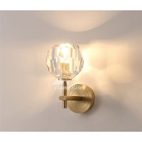 Crystal Ball Luxury Wall Sconce Solid Brass Beautiful Bedside Copper Golden Outside Small Living