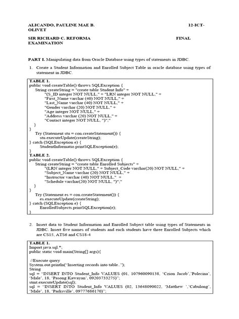 Finalexam Ict Pdf Sql Information Retrieval