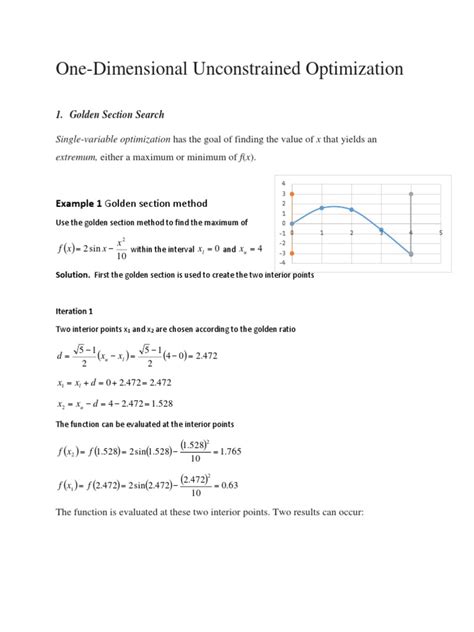 One Dimensional Unconstrained Optimization Example 1 Golden Section