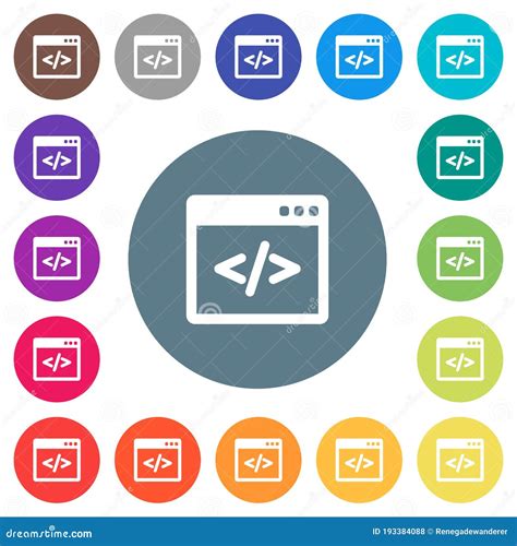 Código De Programación En Ventana De Software Iconos Blancos Planos En