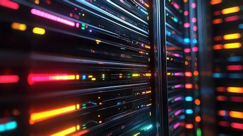 A Network Server Rack With Multiple Servers And Blinking Indicator Lights Premium Ai Generated