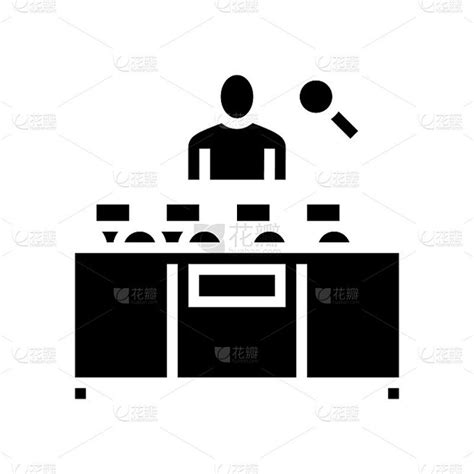 工人控制制造过程字形图标矢量插图