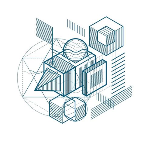 Premium Vector Abstract Background With Isometric Elements Vector Linear Art With Lines And