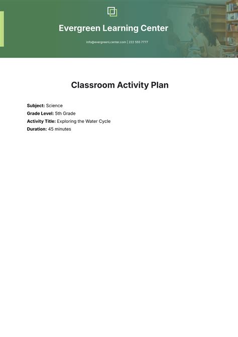 Free Classroom Activity Plan Template To Edit Online