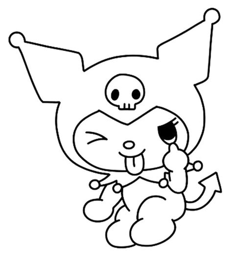 Kuromi Sticking Tongue Out Coloring Page Hello Kitty Colouring Pages