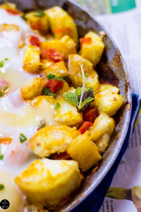 One Pot Cassava Masala Sauté Topped With Eggs A Kitchen In Uganda