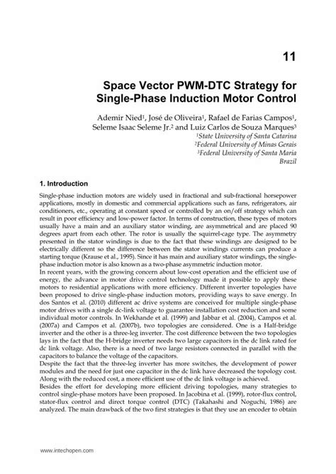 Pdf Space Vector Pwm Dtc Strategy For Single Phase Induction Motor