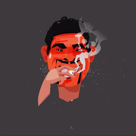 Man Smoking Cigarette With Toxic Skull Smoke Smoking Kill Conc Stock