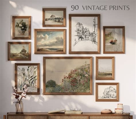 90 Vintage Wall Art Prints Mega Bundle Set Neutral Printable Wall Art