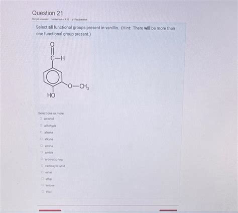 Solved Select All Functional Groups Present In Vanillin