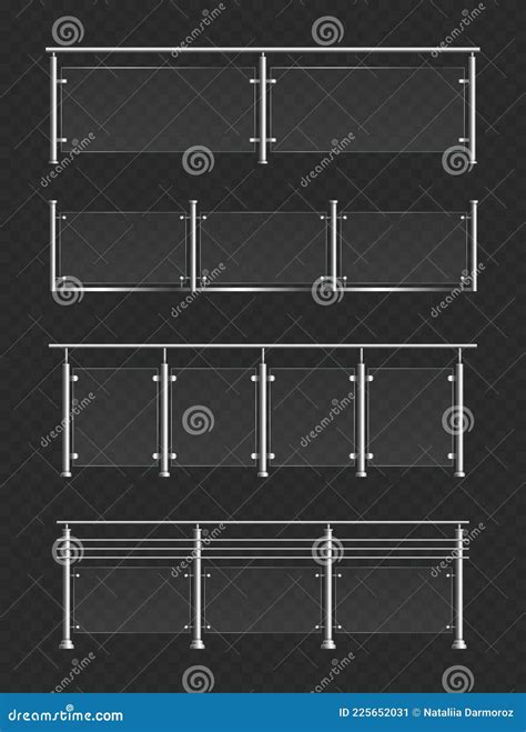 Glass Handrail Set Realistic 3d Glossy Balustrade Or Plexiglass