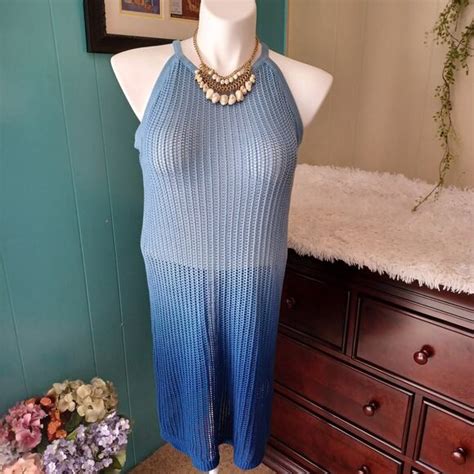 Tahari Swim Tahari Dress Blue Ombre Open Knit Swim Beach Cruise