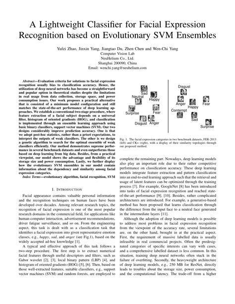 Pdf A Lightweight Classifier For Facial Expression Recognition Based