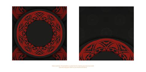 텍스트와 빈티지 패턴에 대한 장소와 초대 카드의 벡터 준비 추상 패턴이 있는 검은색빨간색 색상의 인쇄 디자인 엽서 용 템플릿 0명에 대한 스톡 벡터 아트 및 기타 이미지